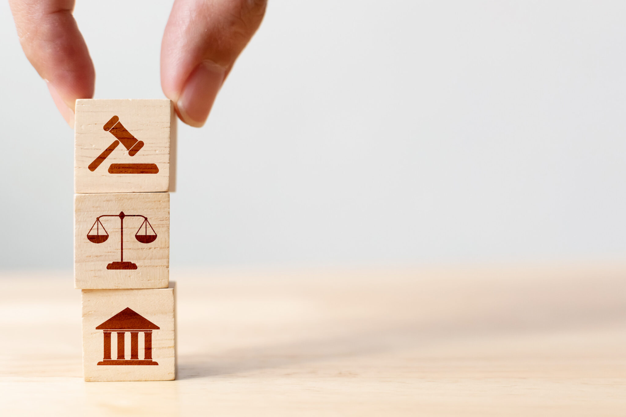 Wooden block cube shape with icon law legal justice - Confedilizia